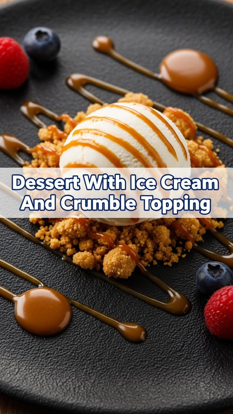 Dessert With Ice Cream And Crumble Topping – Don Kitchen