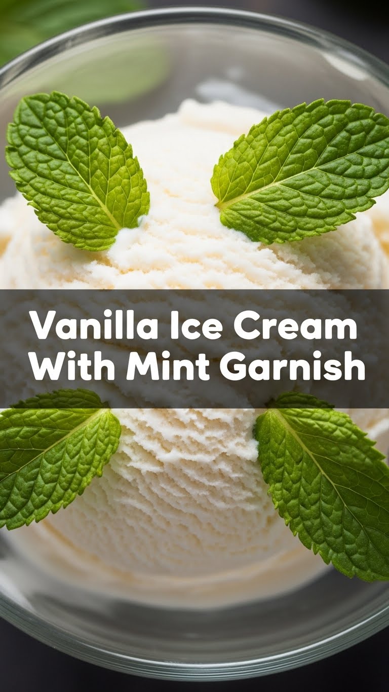 Vanilla Ice Cream With Mint Garnish – Don Kitchen
