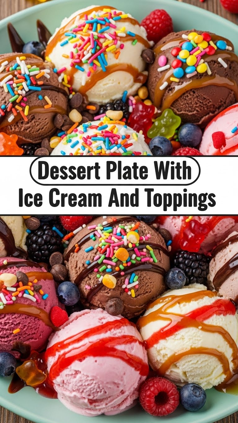 Dessert Plate With Ice Cream And Toppings – Don Kitchen