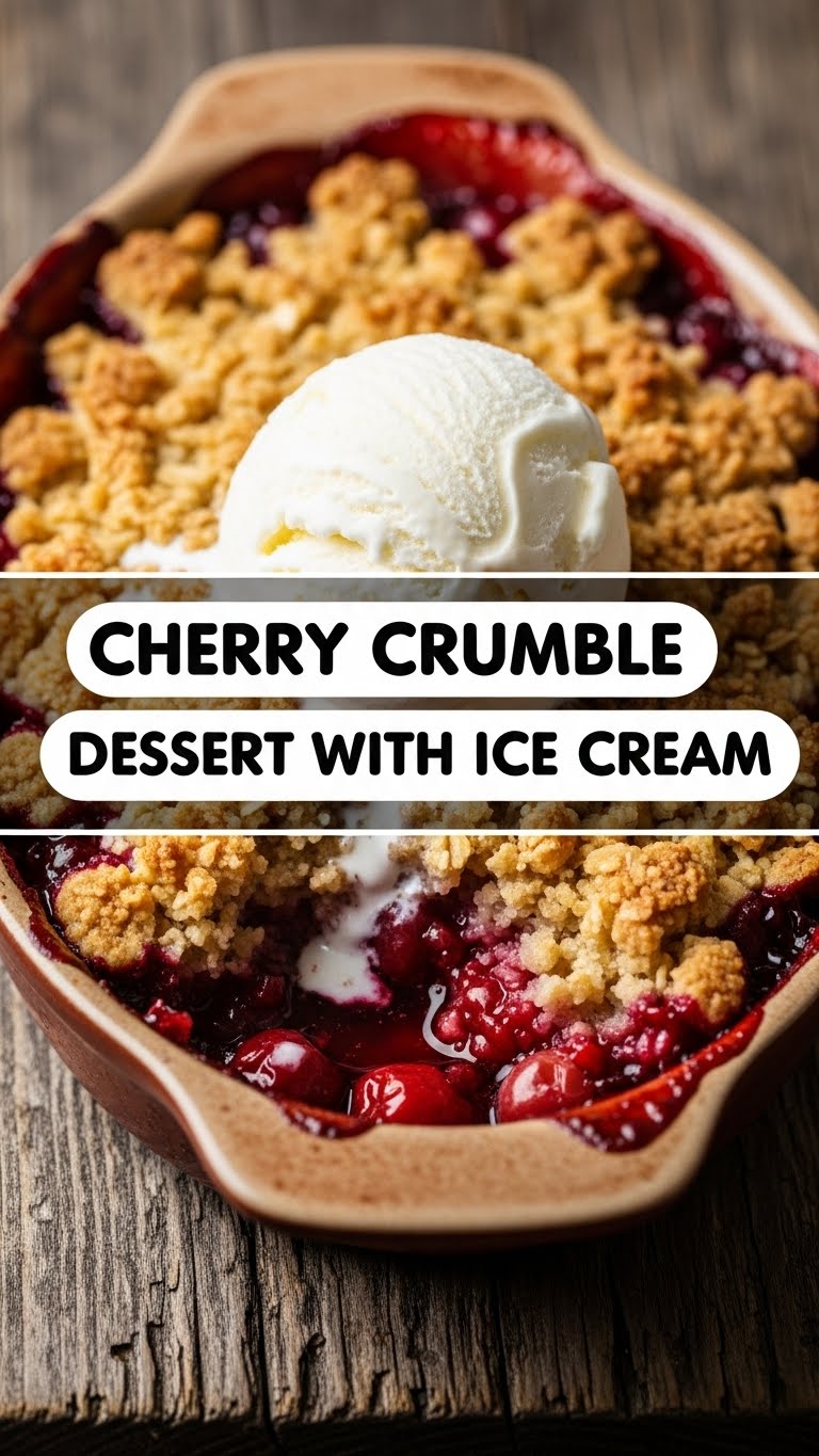 Cherry Crumble Dessert With Ice Cream – Don Kitchen