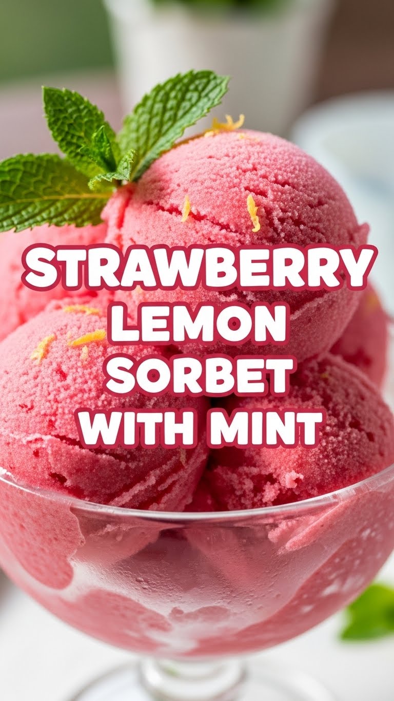 Strawberry Lemon Sorbet With Mint – Don Kitchen